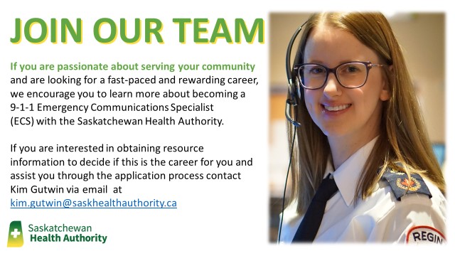 Saskatchewan Health Authority on Twitter: "SHA is looking for a 9-1-1 ...