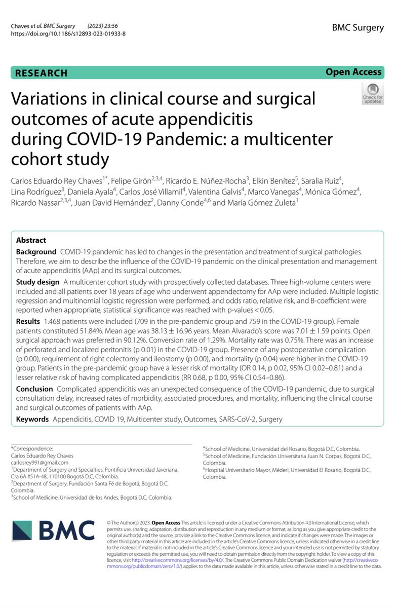 Cirbosque #SoMe4Surgery on Twitter: "RT @CarlosReey: First Colombian multicenter study that ...