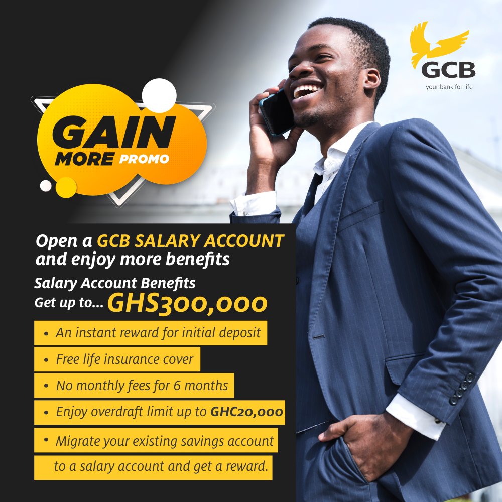 GCB Bank PLC on Twitter: "Hurry!!! Promo ends next month. Open a GCB Salary Account or migrate ...