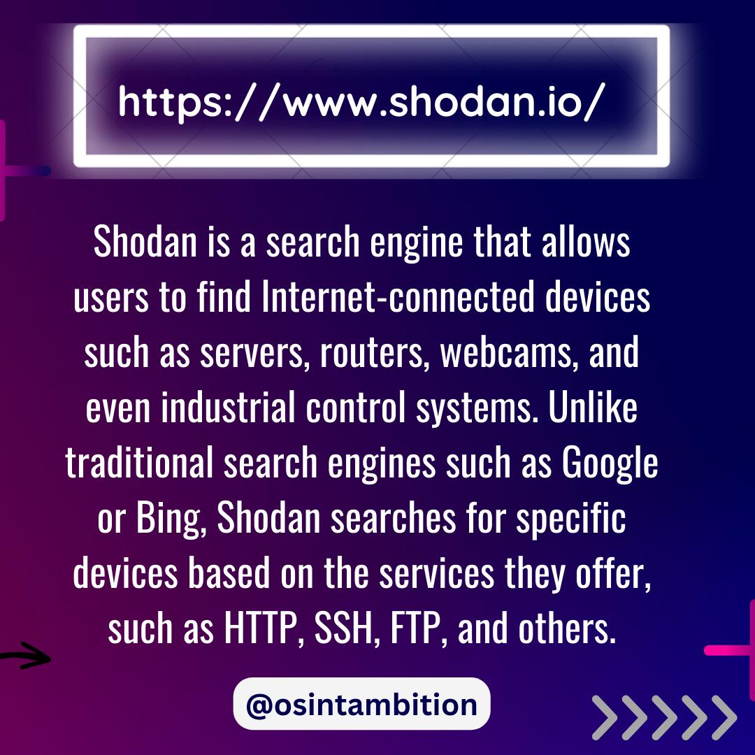 OSINT AMBITION on Twitter: "Discover internet-connected devices with Shodan - the search engine ...