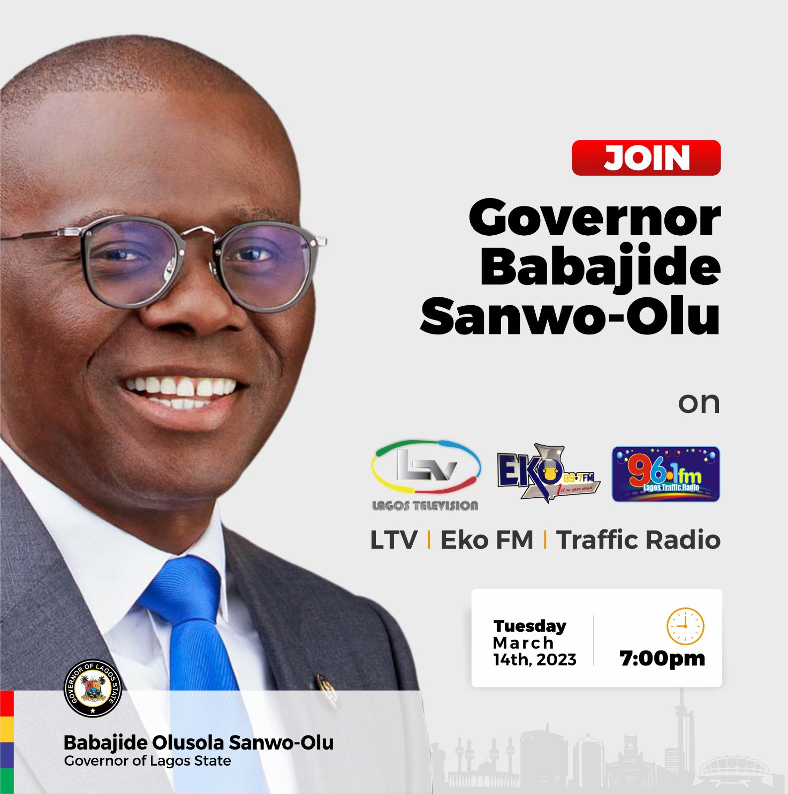 Babajide Sanwo-Olu on Twitter: "Good evening Lagos, This evening at 7pm ...