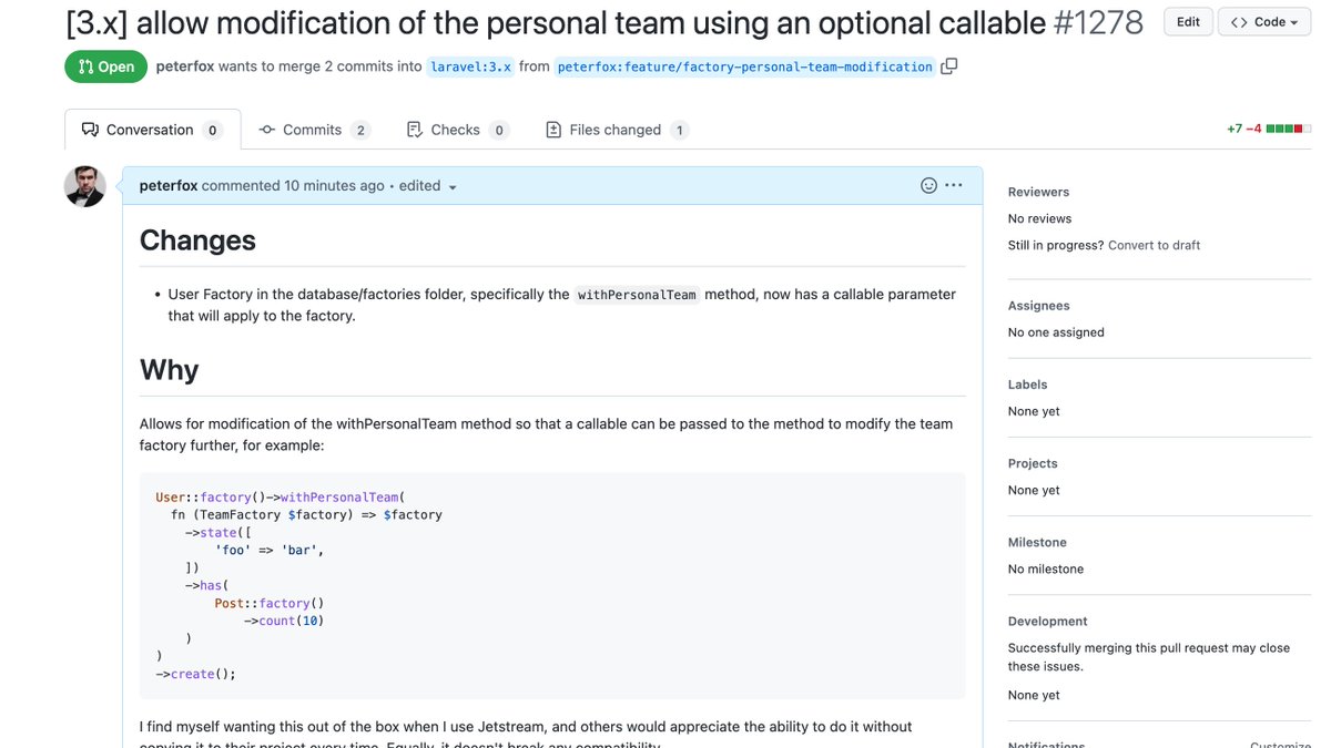 Peter Fox on Twitter: "Two things a Pull Request description MUST have: 1. The changes you have ...