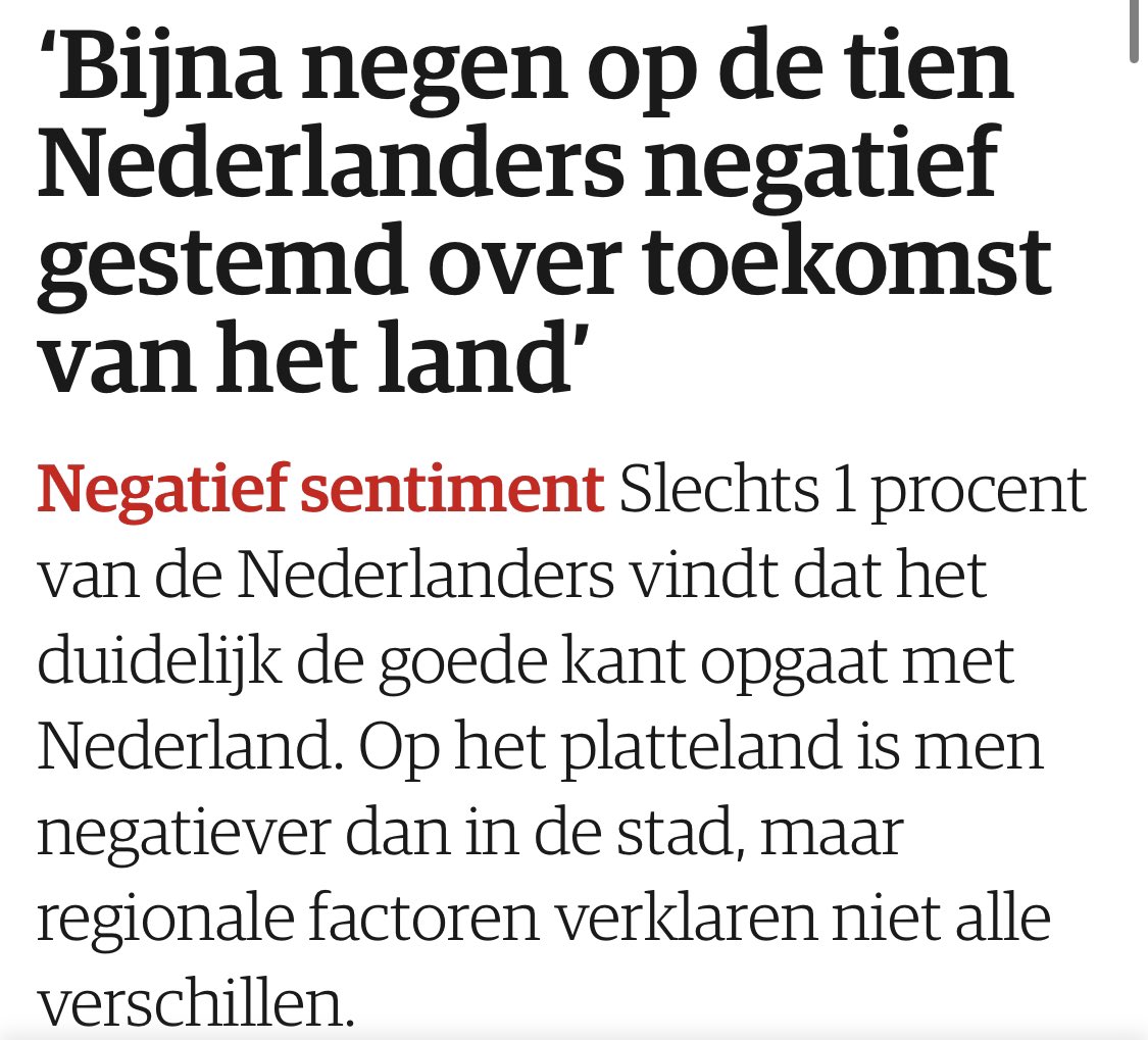 Geert Wilders on Twitter: "Maar 1 procent van de Nederlanders vindt dat het goed gaat met ...
