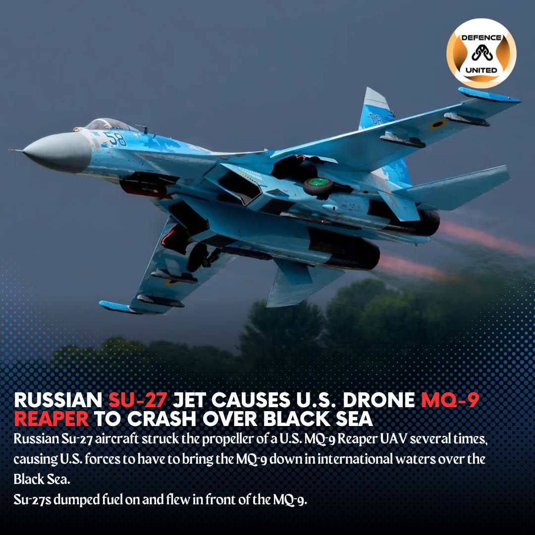 Defence United on Twitter: "Russian Su-27 jet causes U.S. drone MQ-9 Reaper to crash over # ...