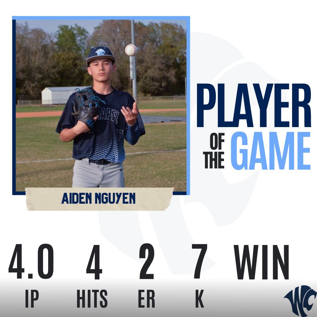 Wesley Chapel Baseball on Twitter: "Shoutout to Freshman Aiden Nguyen on his first high school WIN!"