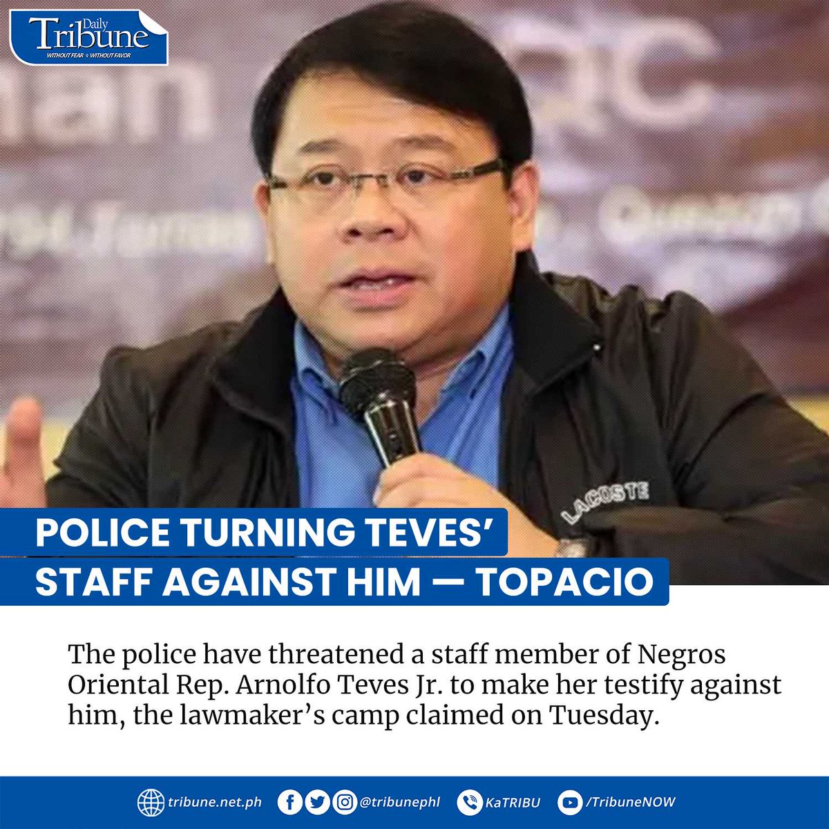 Daily Tribune On Twitter Ferdinand Topacio Teves Lawyer Said They
