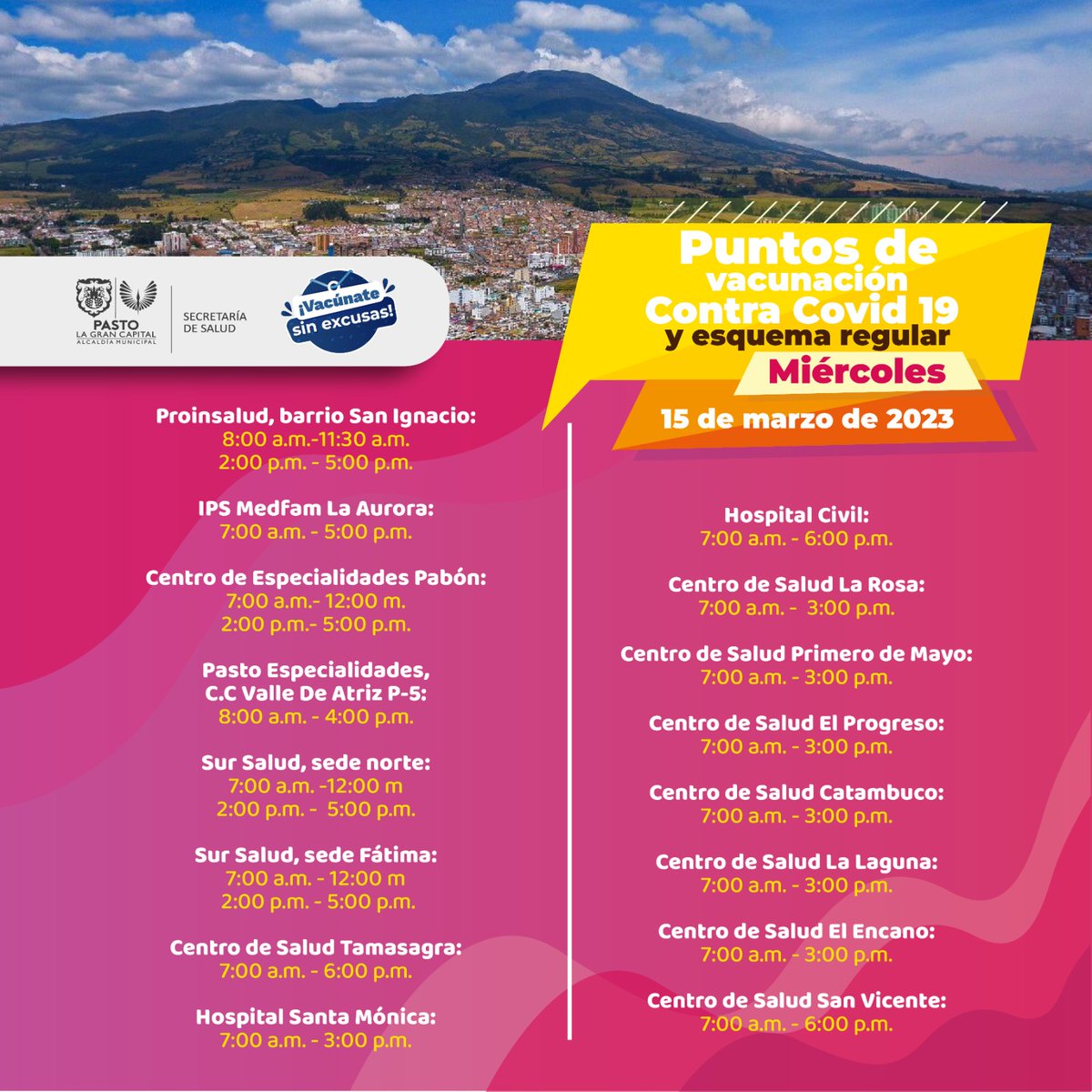 Alcaldía de Pasto on Twitter: "Si tienes pendiente la aplicación de la primera o segunda dosis ...