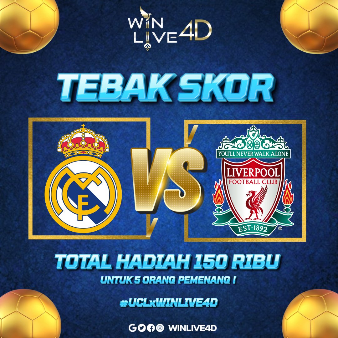 Apalunyet! on Twitter: "RT @bangslots: 🚨TEBAK SKOR UCL🚨 @realmadrid vs @LFC Syarat: - Tebak Skor ...