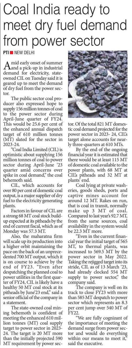 Coal India Limited on Twitter: "COAL INDIA GEARING UP TO MEET COAL DEMAND FROM POWER PLANTS"