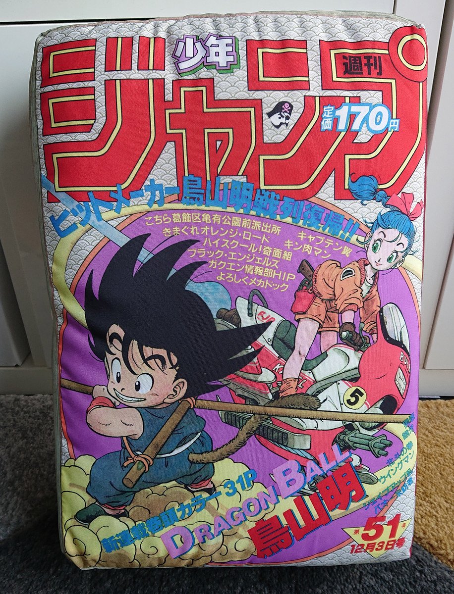 Catsuka on Twitter: "Useless-but-essential purchase : Dragon Ball / Weekly Shonen Jump pillow ...