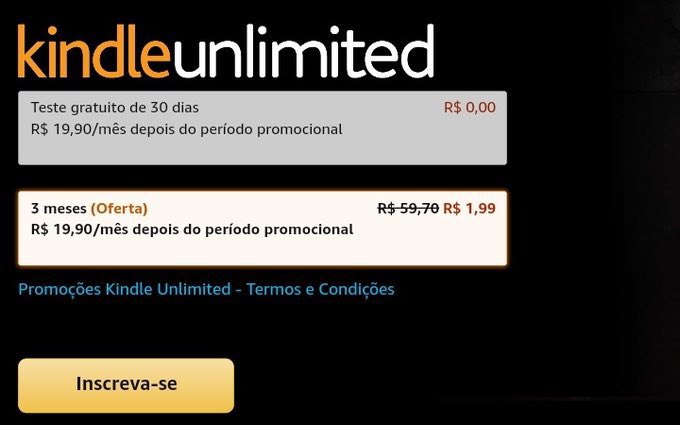 Fotos de Fatos on Twitter: "📢 KINDLE UNLIMITED - 3 MESES POR R$ 1,99 🔥Liberado para vários ...