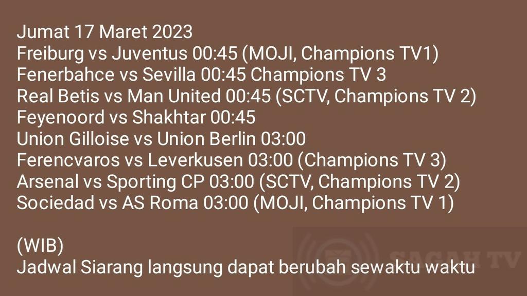 sagahtvlive on Twitter: "#Jadwal Pertandingan :UEFA Europa League (Leg 2) :UEFA Europa ...