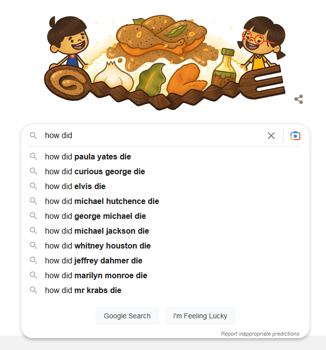 Dan Atkinson on Twitter: "@Google No. Also, your search engine is obsessed with how people die ...