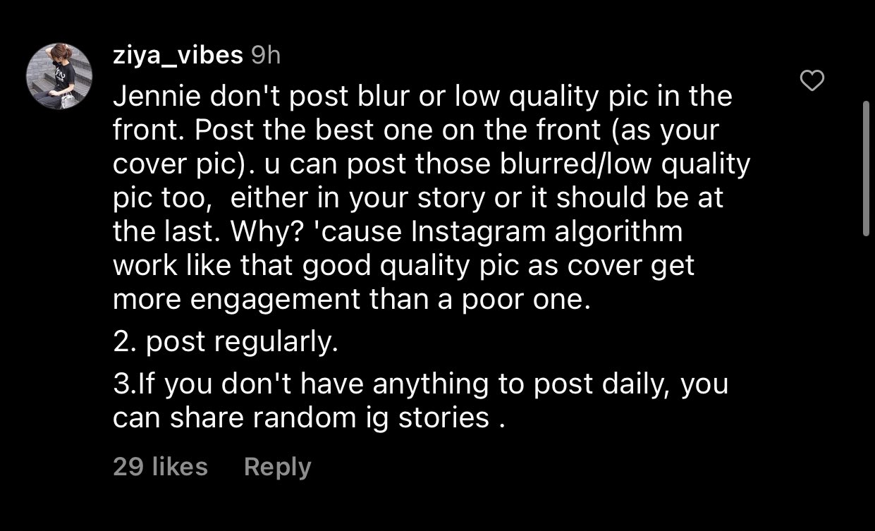 Ri On Twitter This Comment Under Jennies Post Help Me ๐ญ