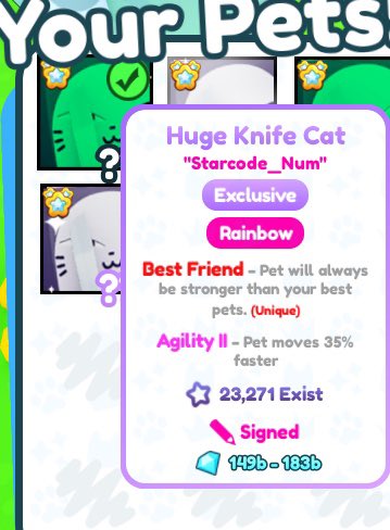 Cosmic Values on Twitter: "Pet Simulator X - Signed Rainbow Huge Knife Cat giveaway! To enter: 1 ...