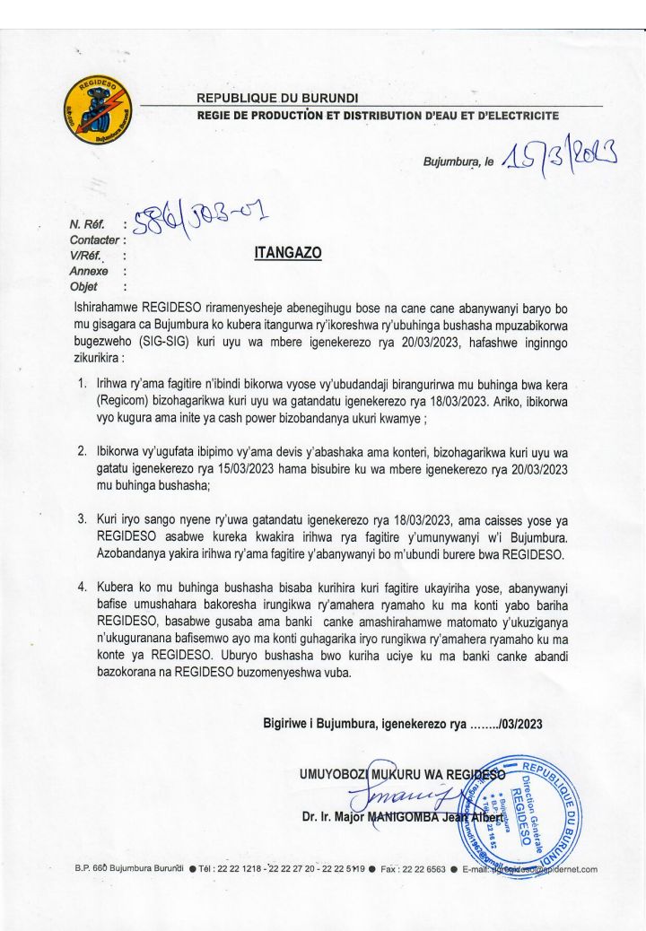 REGIDESO Burundi on Twitter: REGIDESO Burundi on Twitter: