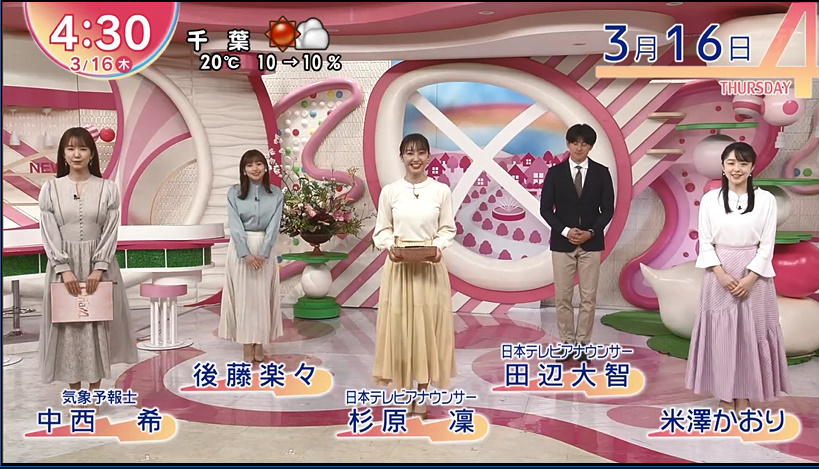 tvmaniaZERO on Twitter: "2023/03/16 #おはよん #中西希 さん #後藤楽々 さん #杉原凛 アナ #田辺大智 アナ #米澤かおり さん 羊の鳴きマネをする凛 ...