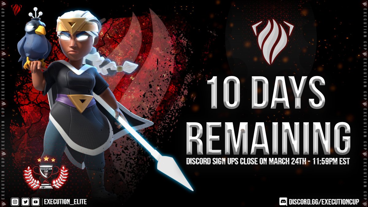 Execution Cup League on Twitter: "𝟏𝟎 𝐝𝐚𝐲𝐬 𝐫𝐞𝐦𝐚𝐢𝐧𝐢𝐧𝐠! Spots are filling up quick, so make sure ...
