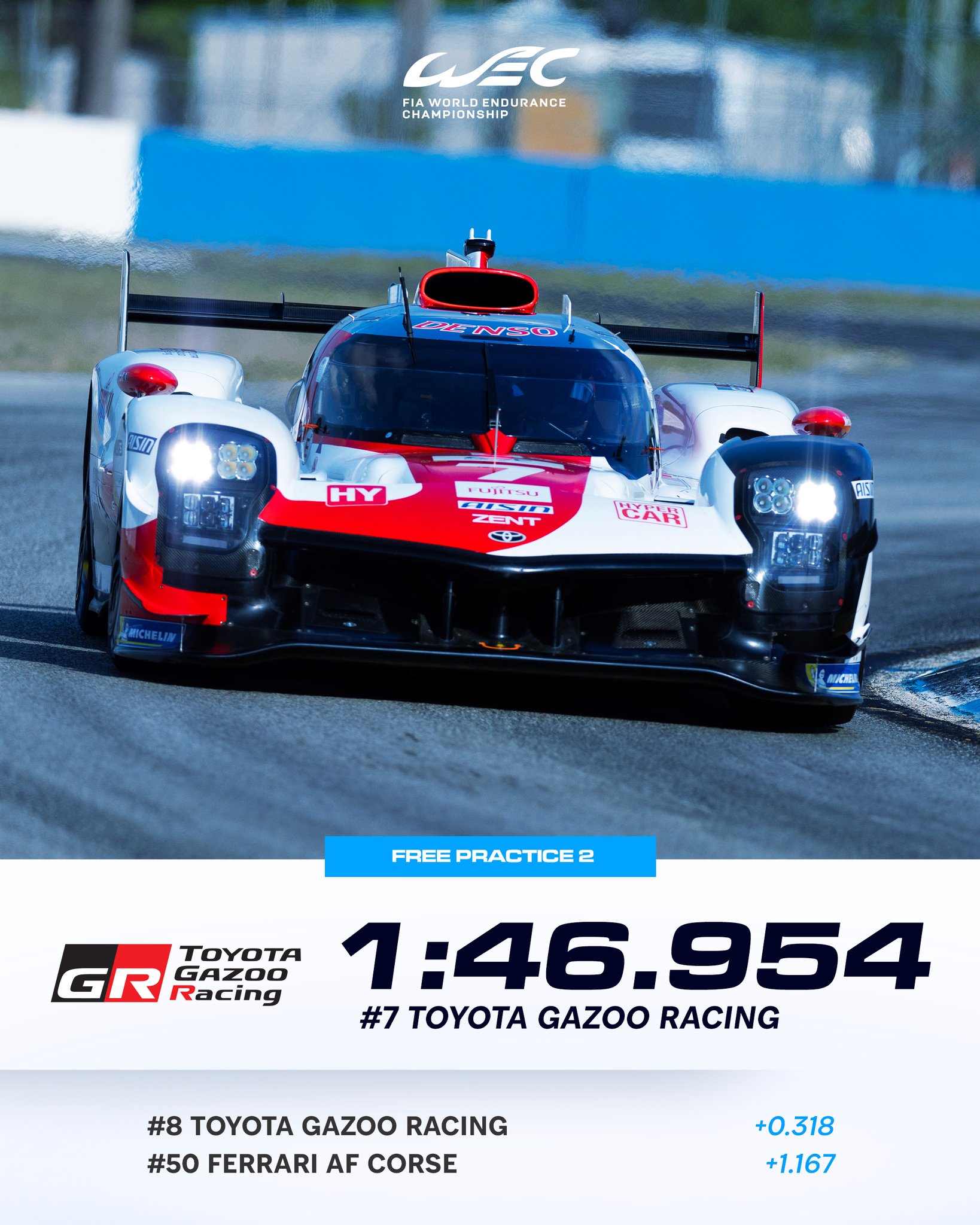 FIA World Endurance Championship on Twitter: "Free Practice 2 ️ Both @TGR_WEC's on top in the ...