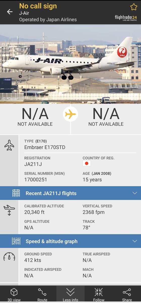 tanch on Twitter: "J-AIR JL2050 JAL2050 from FUK to ITM E170STD JA211J JAL AMABIE Jet"
