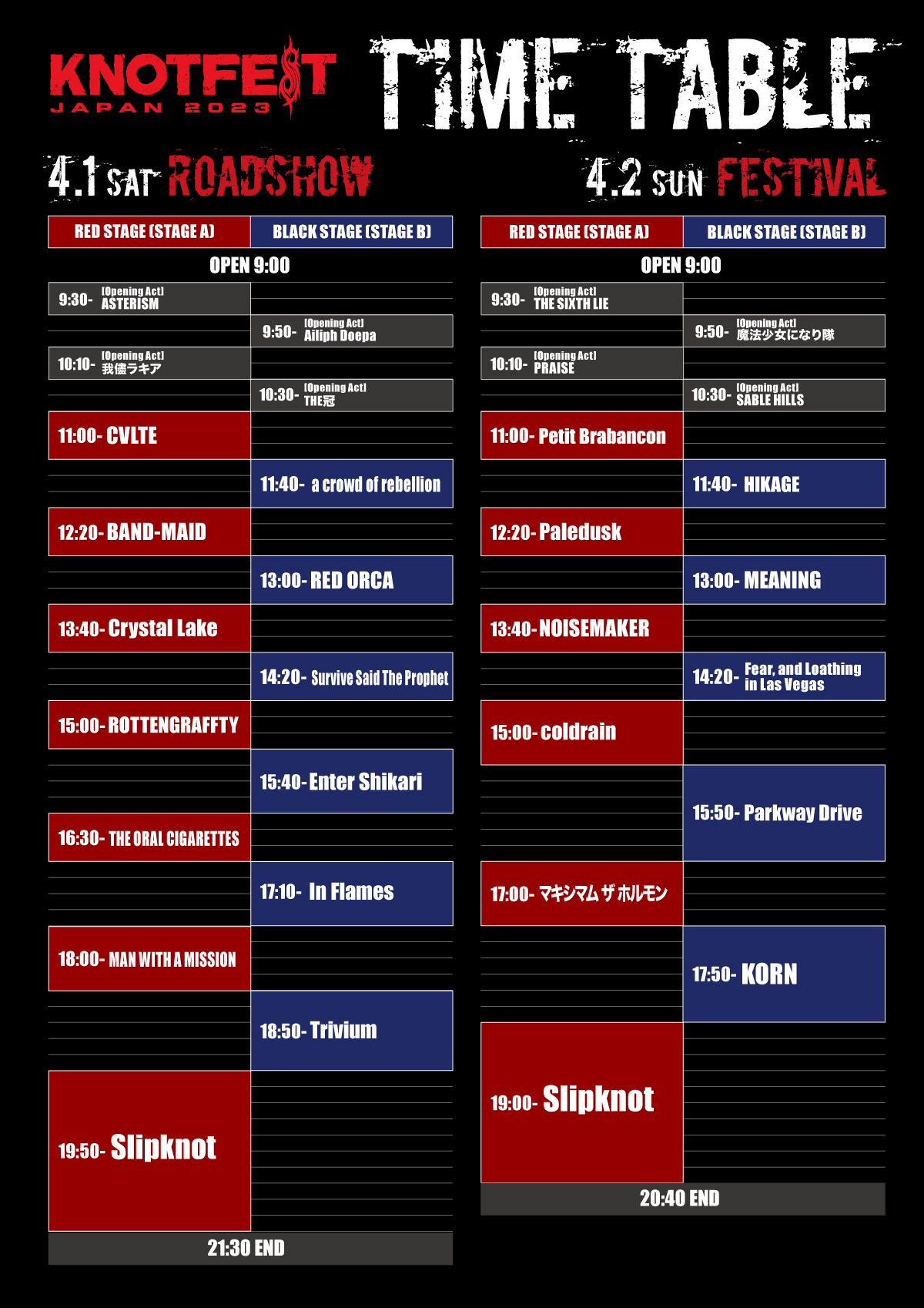 BAND-MAID #bandmaid on Twitter: "[KNOTFEST JAPAN 2023] #KNOTFEST Timetable Announced! BAND-MAID ...