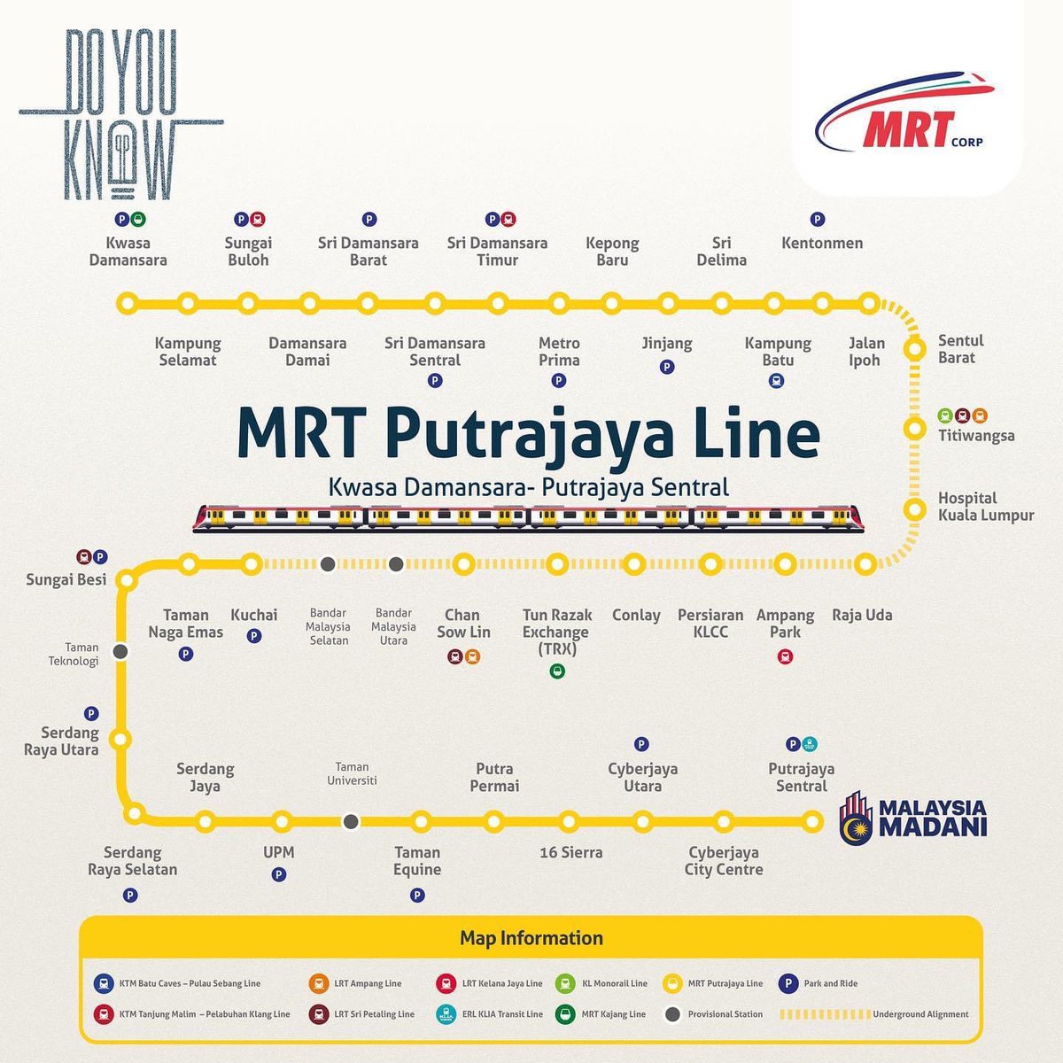 SoyaCincau on Twitter: "Here’s the list of MRT 2 Putrajaya Line stations as well as connections ...