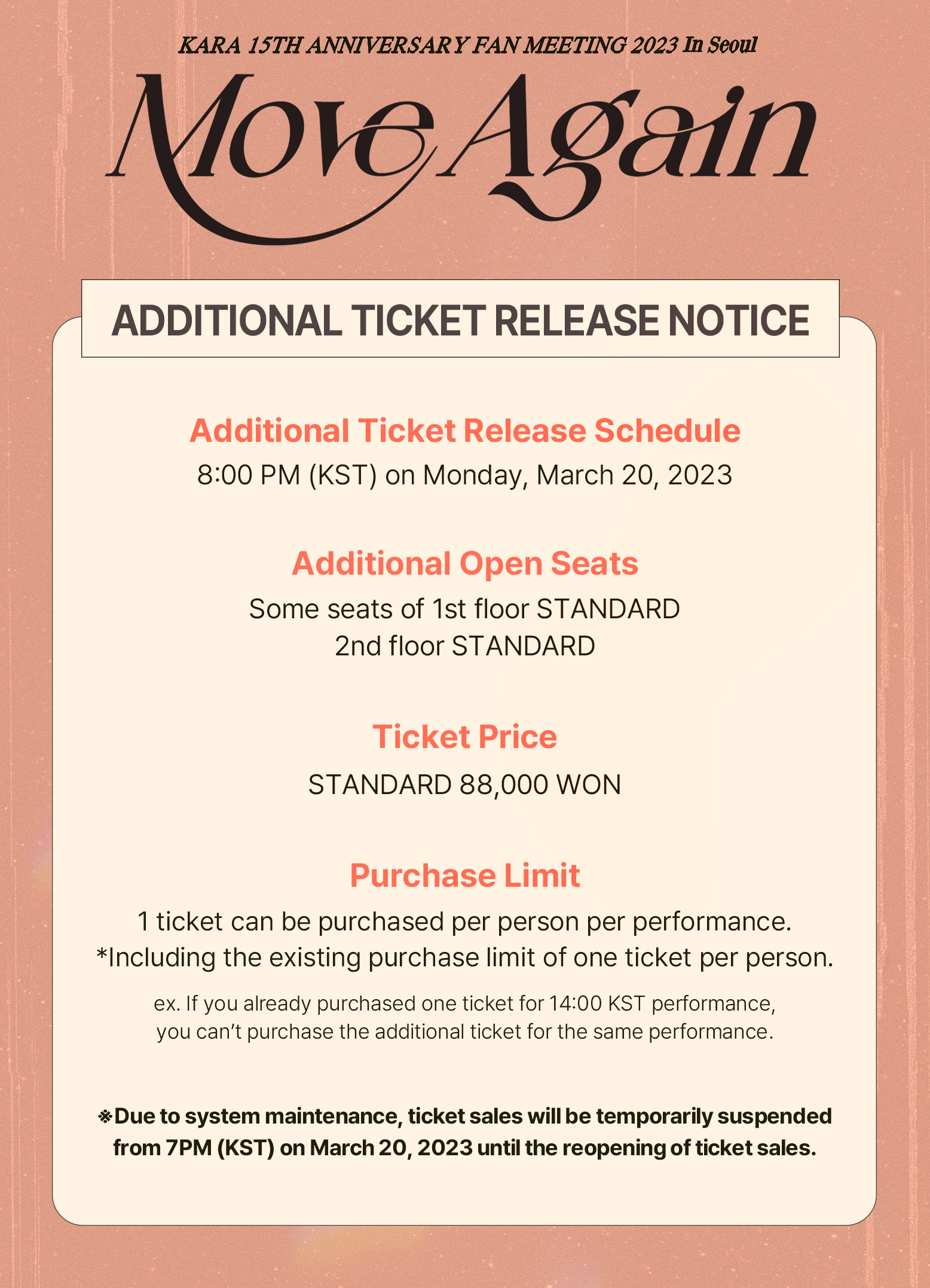 FLNK on Twitter: "#KARA 15TH ANNIVERSARY FAN MEETING 2023～MOVE AGAIN～IN SEOUL Here is additional ...