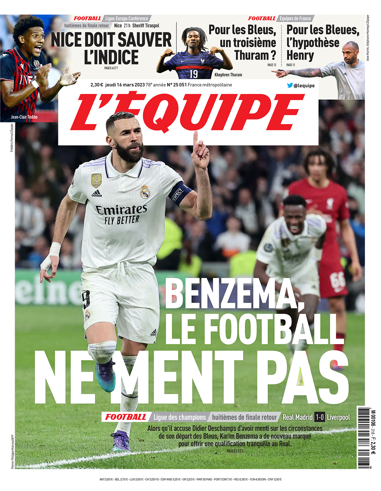 L'ÉQUIPE on Twitter: "🗞️ La une du journal L'Équipe du jeudi 16 mars 2023 Lire l'édition : https ...