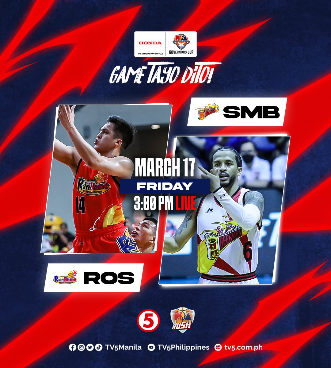 TV5 on Twitter: "Honda 47th Season PBA Governors’ Cup: Rain or Shine Elasto Painters vs. San ...
