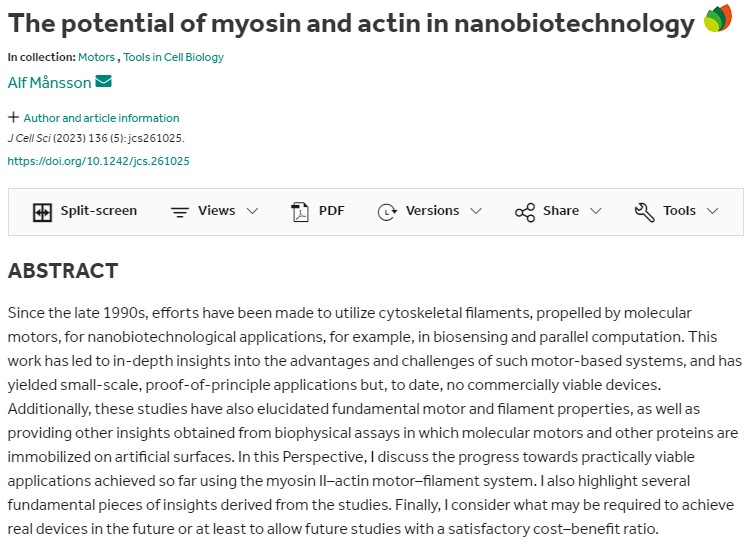 J Cell Science on Twitter: "Alf Månsson (@alf_mansson) @linneuni reflects on the possibilities ...