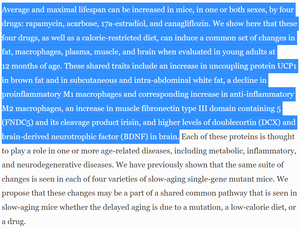 🥼Agingdoc1⭐MD, PhD 🔔 on Twitter: "Four anti-aging drugs and calorie-restricted diet produce ...