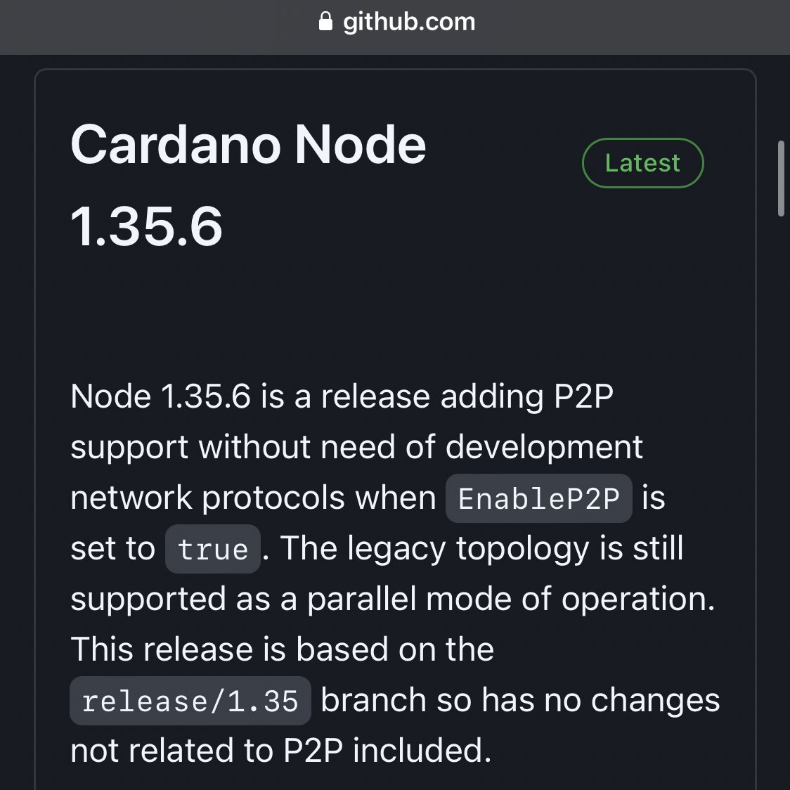 Subcritical on Twitter: "Breaking 🚨: Cardano Node version 1.35.6 is on mainnet! This release ...