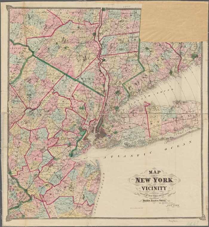 NYPL Map Division on Twitter: ""Map of New York and vicinity: accompanying "Atlas of New York ...