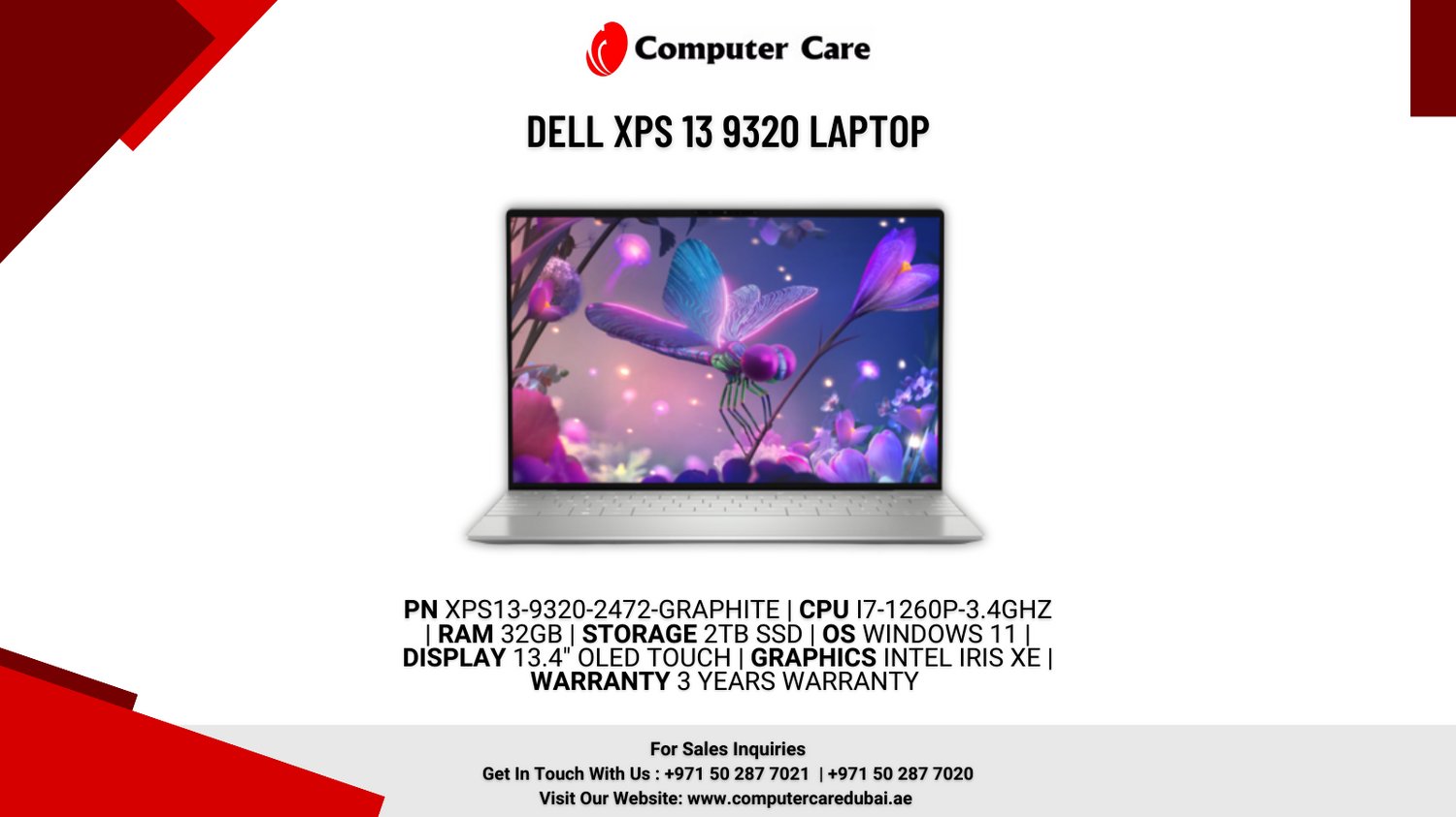 Computer Care UAE on Twitter: "The DELL XPS 13 is a powerful 13″ laptop with 12th Gen Intel Core ...
