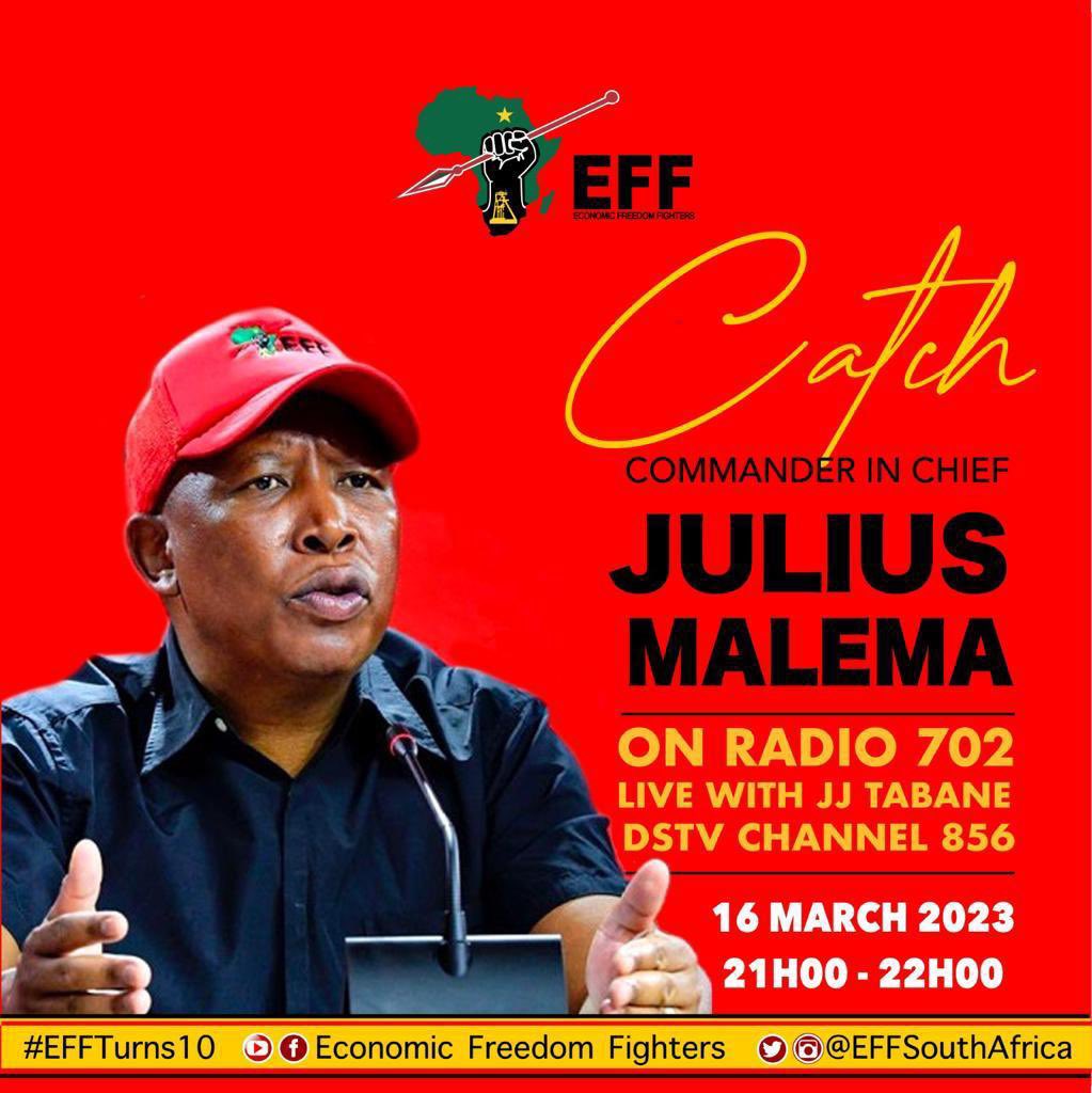 Economic Freedom Fighters on Twitter: "♦️Don’t Miss It♦️ CIC @Julius_S_Malema will be live on ...