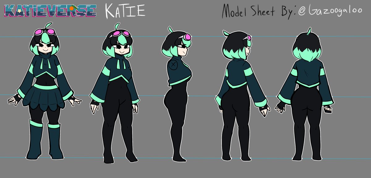 「Katie Model Sheet for @Katieverse_ 」|Gazoogalooのイラスト