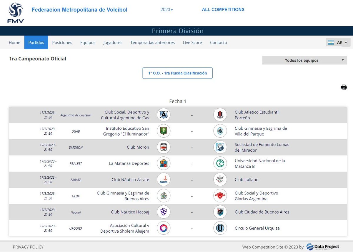 FMV on Twitter: "En cada uno de los micrositios se podrán visualizar la tabla de posiciones ...