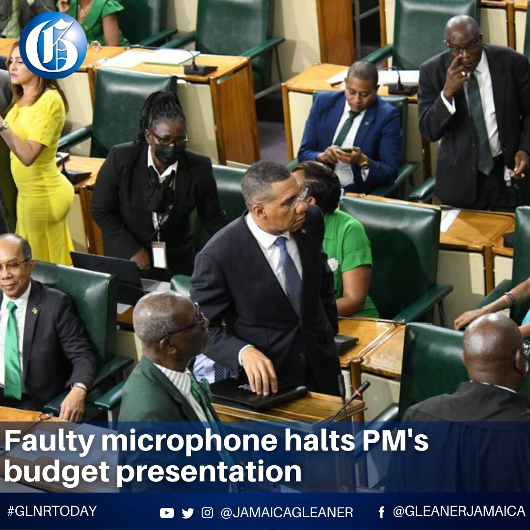Jamaica Gleaner on Twitter: "The sitting of the House of Representatives was suspended for five ...