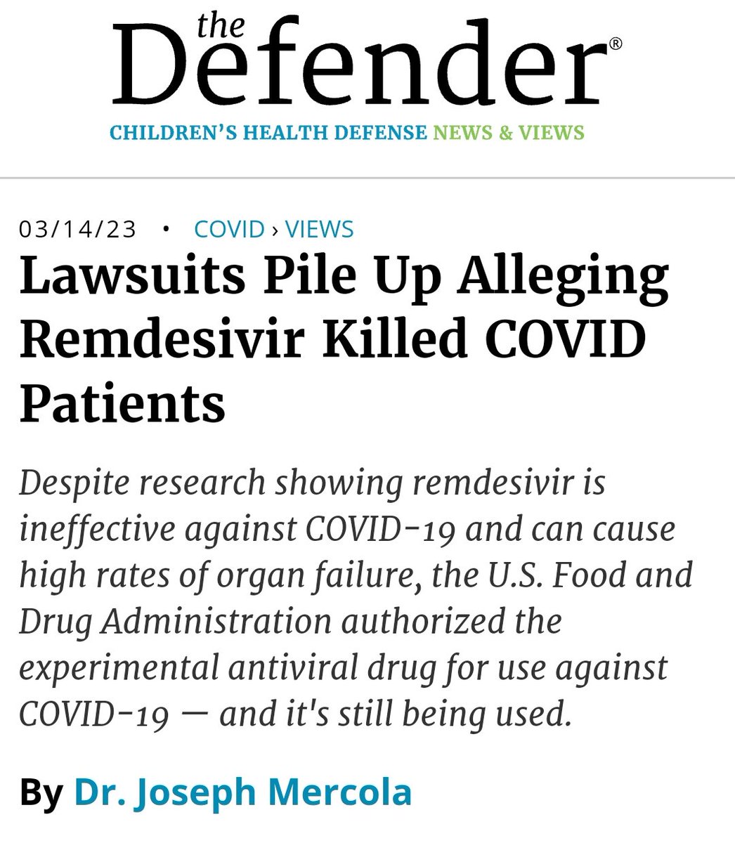 Snurre Sprett on Twitter: "RT @covid19vaccinen: Remdesivir (aka Veklury) är orsaken till många ...