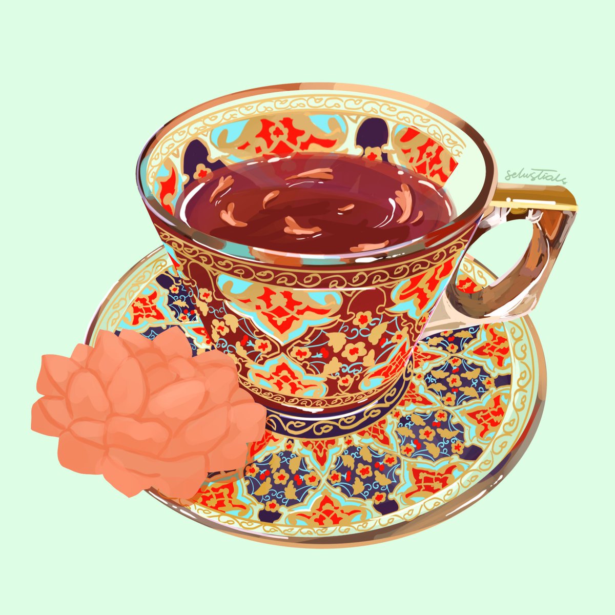 「probably these iconic teacup studies! 」|꒰ rain ꒱のイラスト