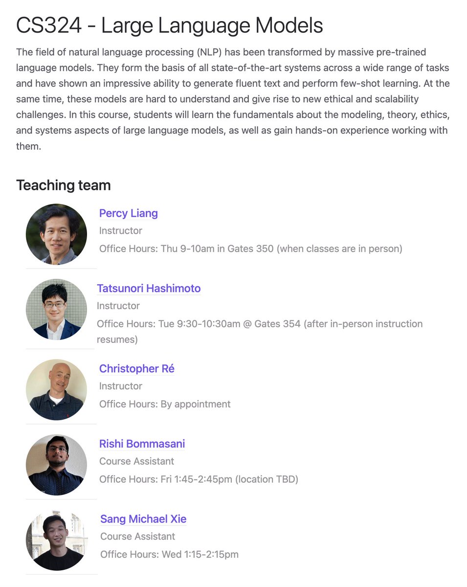MONTREAL.AI on Twitter: "CS324 - Large Language Models https://stanford-cs324.github.io ...