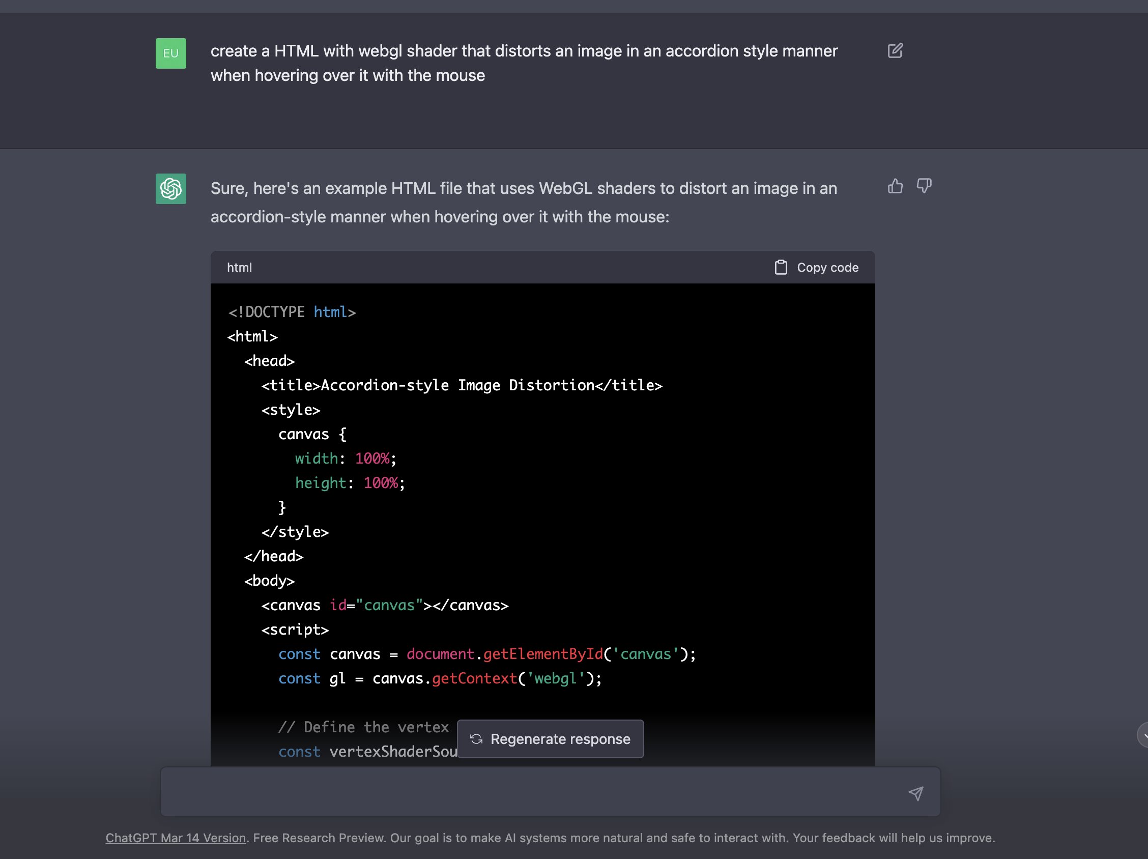Ξugene on Twitter: "create a HTML with webgl shader that distorts an image in an accordion style ...