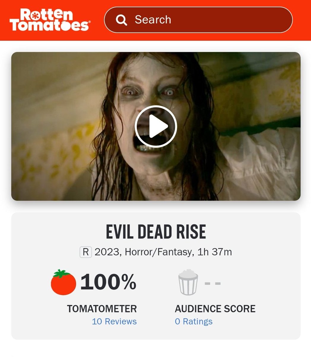 DiscussingFilm on Twitter: "#EvilDeadRise debuts on Rotten Tomatoes at 100% with 10 reviews ...