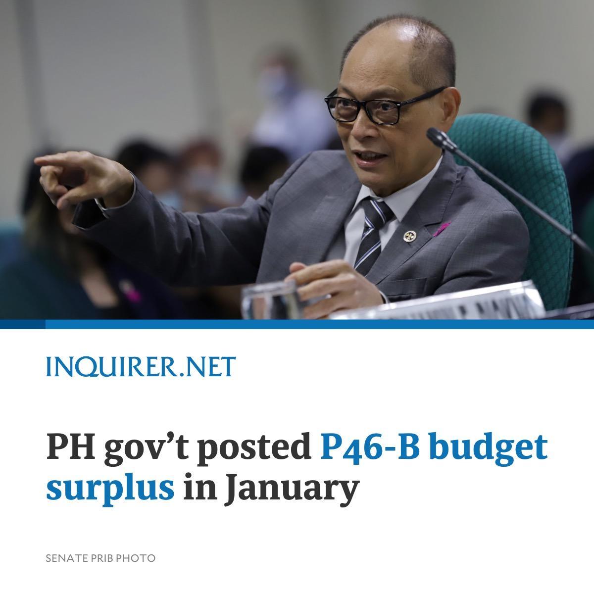 Inquirer on Twitter: "The Philippine national government ran a P45.7-billion budget surplus in ...