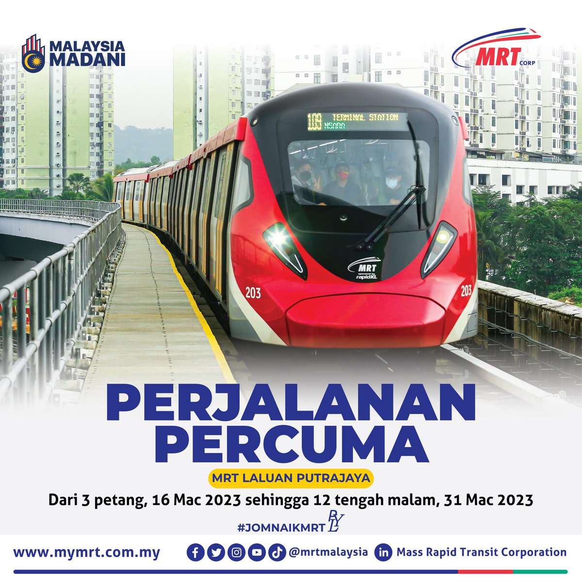 MRT Corp on Twitter: "PERJALANAN PERCUMA! Perjalanan percuma bagi penumpang yang masuk atau ...