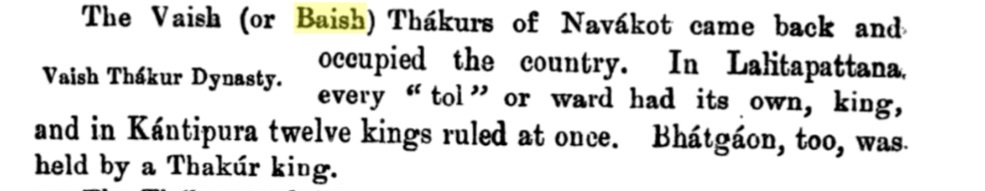 𝐕𝐚𝐢𝐬𝐡 𝐓𝐡𝐚𝐤𝐮𝐫𝐬 𝐢𝐧 𝐍𝐞𝐩𝐚𝐥 𝐂𝐡𝐫𝐨𝐧𝐢𝐜𝐥𝐞𝐬 Historically there were Bais/Vaisya ...