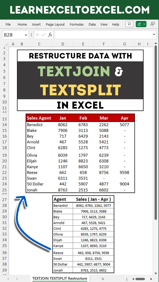 Learn Excel To Excel On Twitter Restructure Data With Excel Dynamic Array Formula Watch