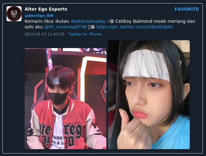 History JKT48 on Twitter: "Si AM_GiselleJKT48 ngelike tweet AlterEgo_IDN"