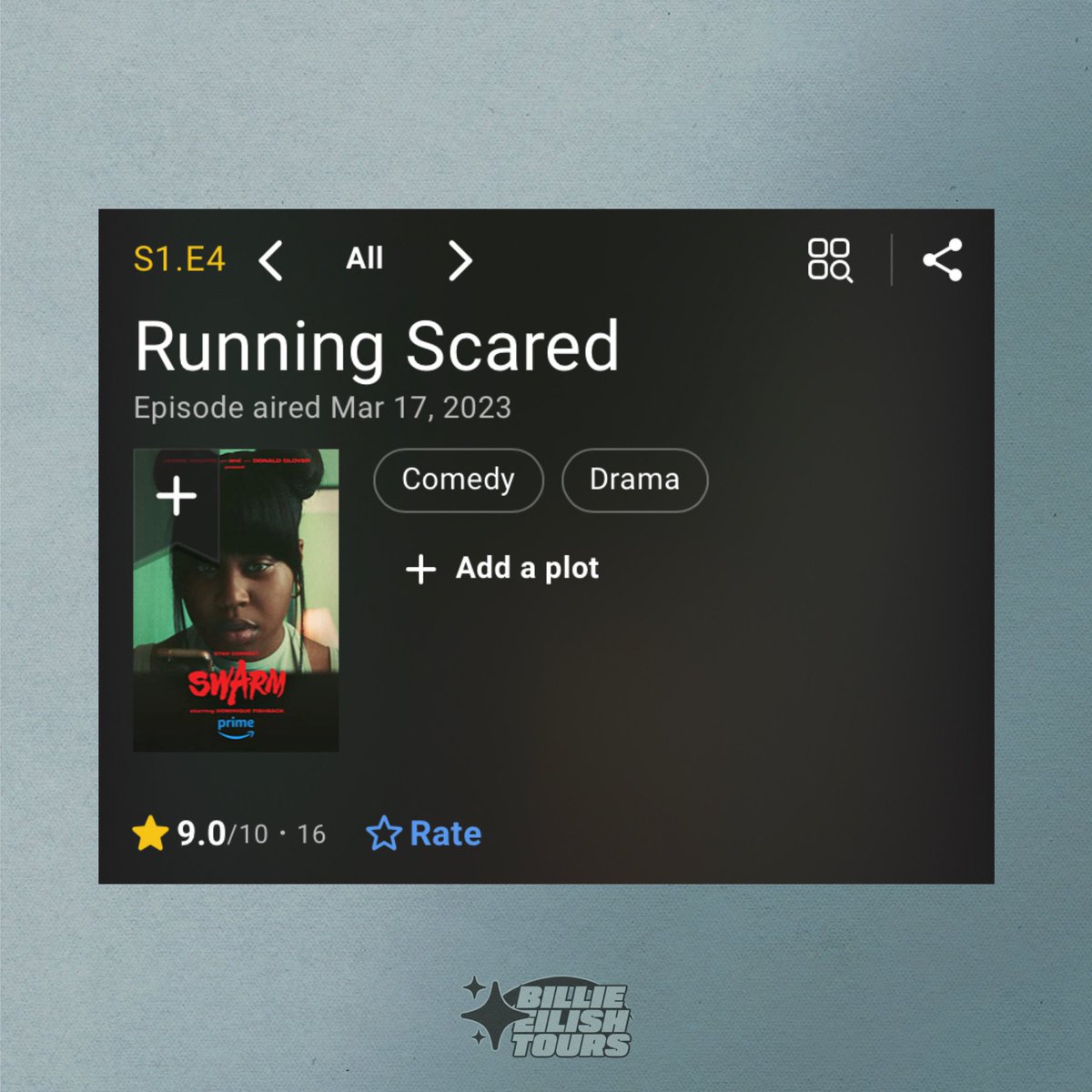 Billie Eilish Tours on Twitter: "#SWARM's 'Running scared' episode featuring Billie's acting ...