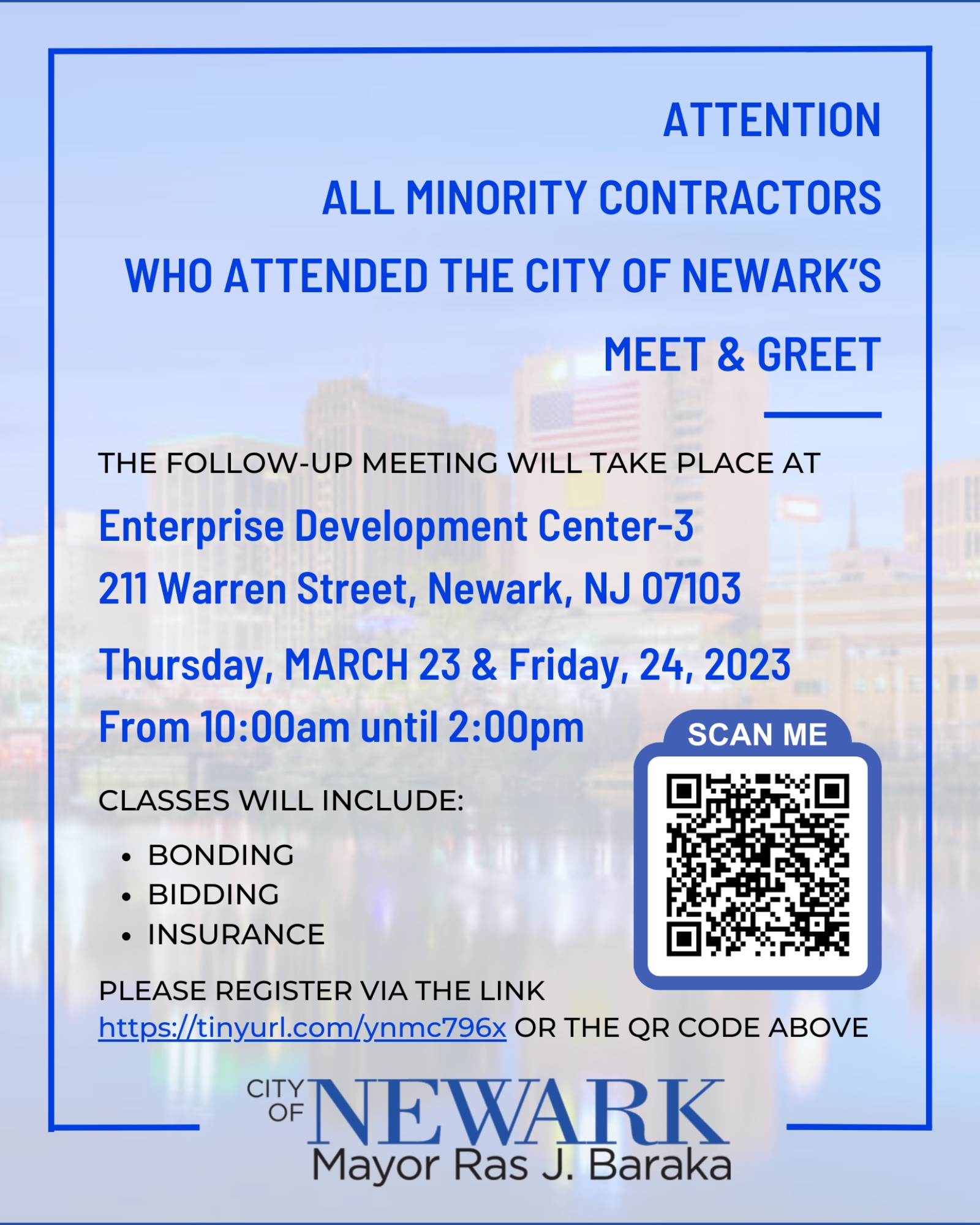 City of Newark on Twitter: "Attention all minority contractors who attended the City of Newark's ...
